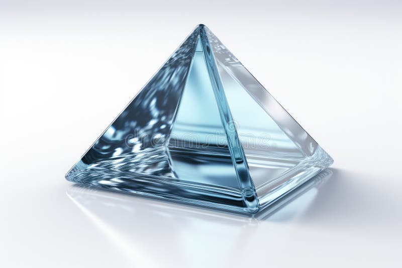 A Blue Crystal Pyramid on a White Surface. Stock Illustration ...