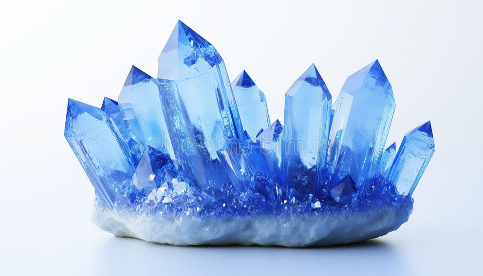 Blue Crystal Render on White Nugget Stock Image - Image of abstract ...