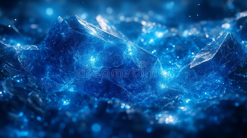 Blue Crystal Shards in a Glowing Environment - Generative Ai Stock ...
