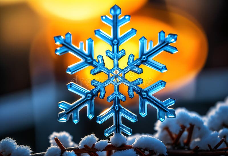 Blue Crystal Snowflake. Generative AI Stock Illustration - Illustration ...