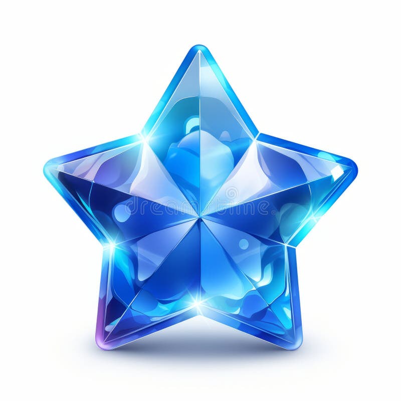 A Blue Crystal Star on a White Background Stock Illustration - Illustration of single ...