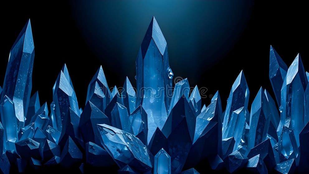 Blue Crystals on a Black Background. Stock Illustration - Illustration ...