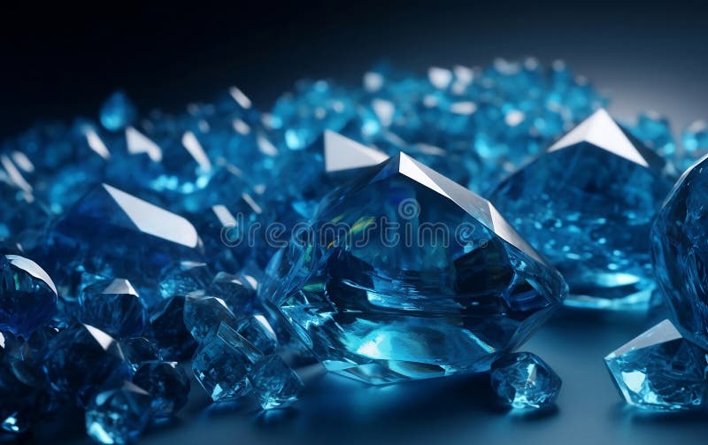 Blue Crystals, Generative AI Stock Illustration - Illustration of ...