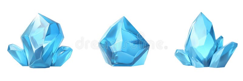 Blue Crystals, Three Distinct Shapes, Shiny Surfaces, Sharp Edges ...