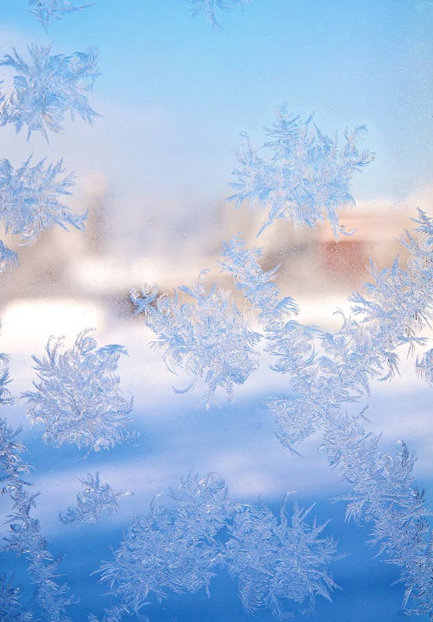 Blue Crystals Window Patterns Stock Image - Image of climate, frozen ...
