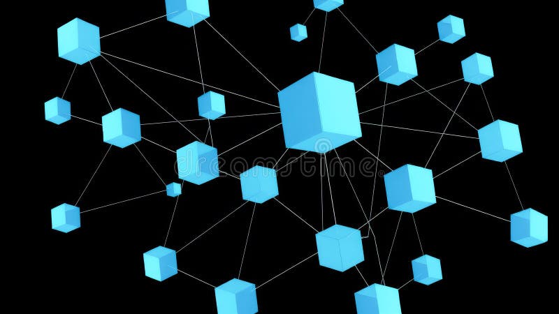 Blue Cube with a Black Outline Stock Image - Image of atom, network ...