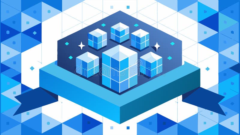 Blue Cube Boxes Pattern Wall Background. Minimal Trendy Clean Geometry ...