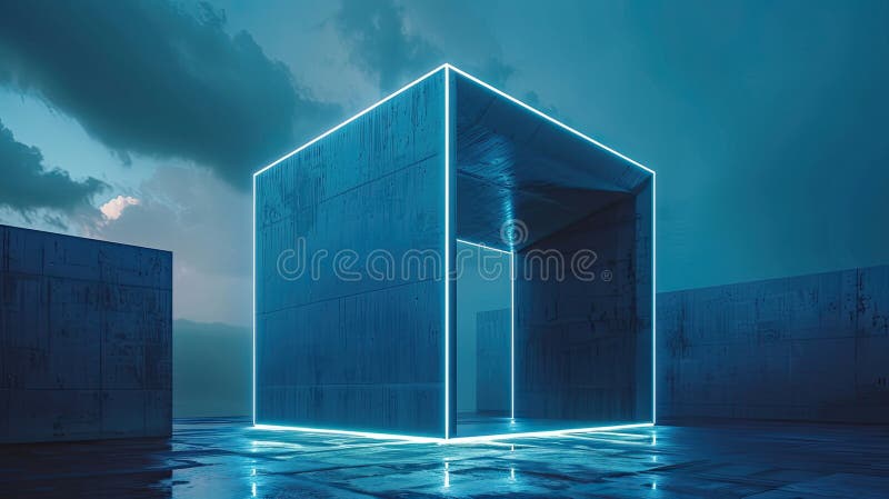 A Blue Cube Building Showcasing Modern Architecture, Emphasizing the ...