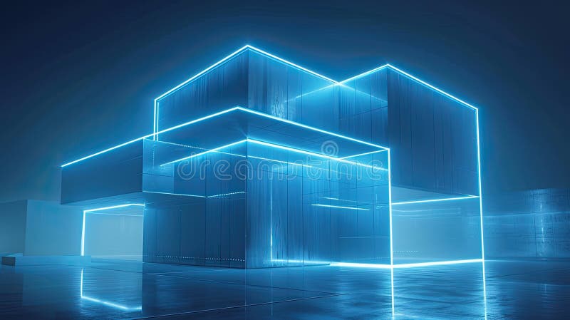 A Blue Cube Building Showcasing Modern Architecture, Emphasizing the ...