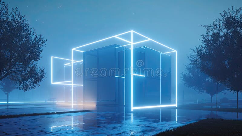 A Blue Cube Building Showcasing Modern Architecture, Emphasizing the ...