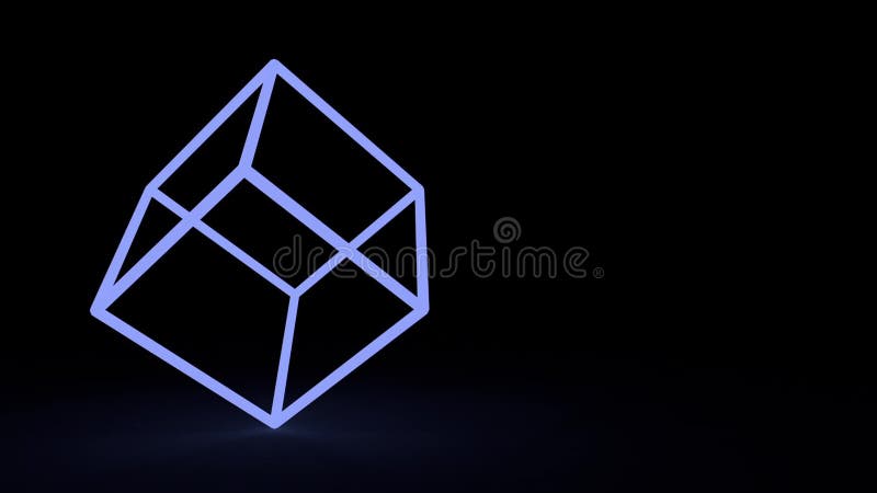 Blue Cube Disappears, Close-up. Abstract Animation, 3d Render Stock ...