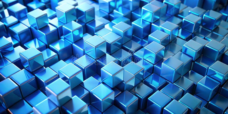 Blue Cube Field Abstract 3D Composition Stock Illustration ...