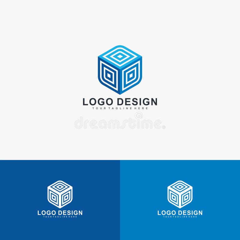 Circle Technology Logo Design Vector.Blue Cube Logo Design Vector ...