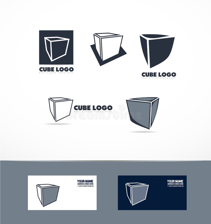 Blue cube logo icon set stock vector. Illustration of media - 61980850
