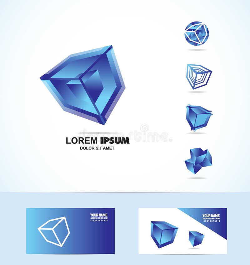 Blue cube logo icon set stock vector. Illustration of corporate - 67055788