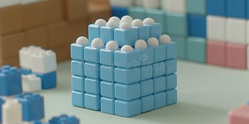 A blue cube made stock photo. Image of problem, person - 316039524