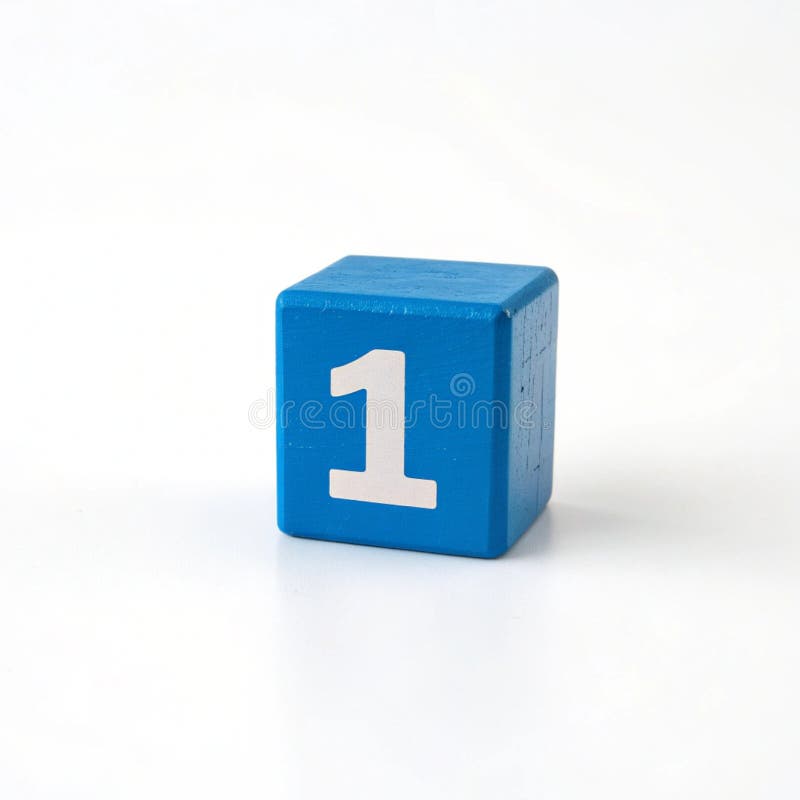 Blue Cube with Number 1 Isolated on White Background Stock Illustration ...