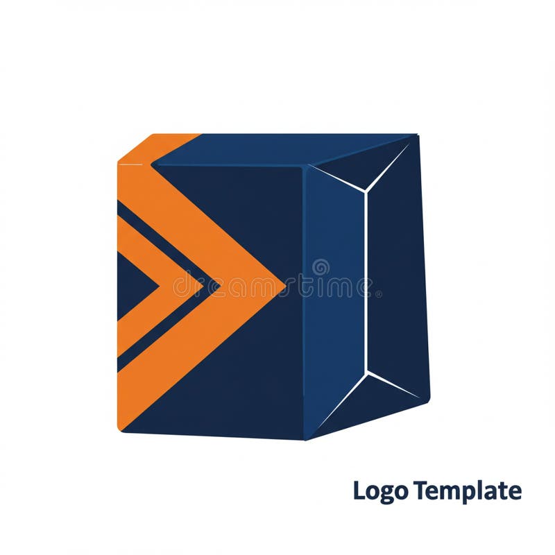 Blue Cube with Orange Geometric Design Features Overlapping Arrows on ...