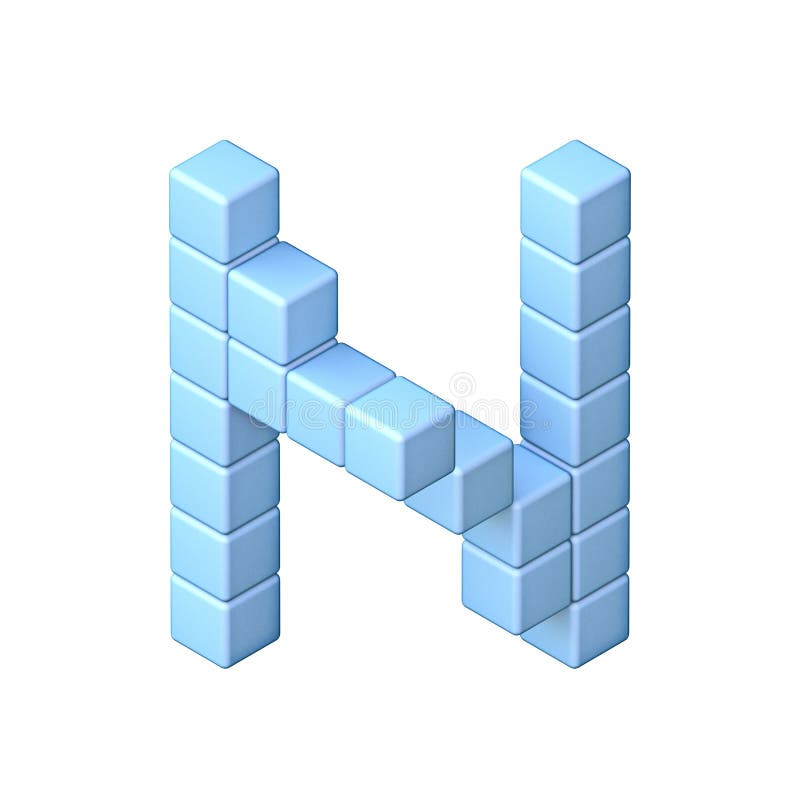 Blue Cube Orthographic Font Letter N 3D Stock Illustration ...