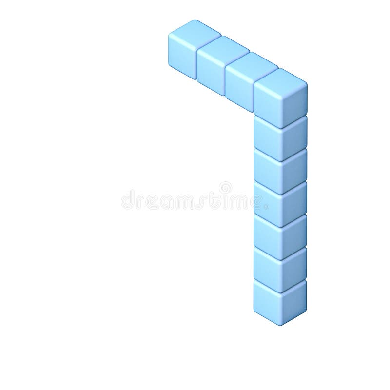 Blue Cube Orthographic Font Number 1 ONE 3D Stock Illustration ...