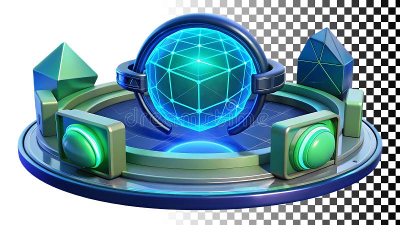 Blue Cube Platform, Tech Display, Digital Base, and Futuristic Stage ...