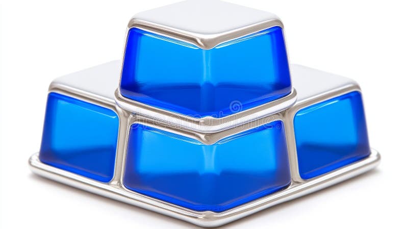 A Blue Cube Sits Atop a Pyramid Composed of Silver Cubes, Set Against a ...