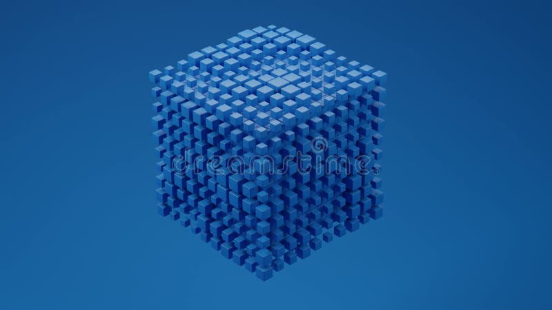 Blue Cube with Small Cubes Coming Out Randomly in a Parametric Way ...