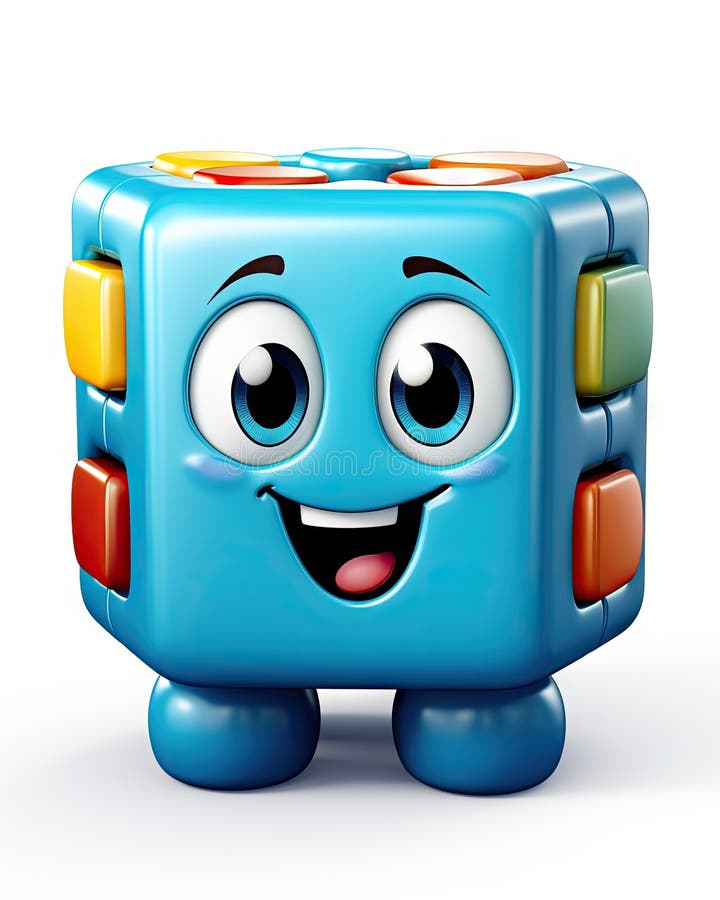 A Blue Cube with a Smiling Face and Two Orange Eyes. Generative Ai ...