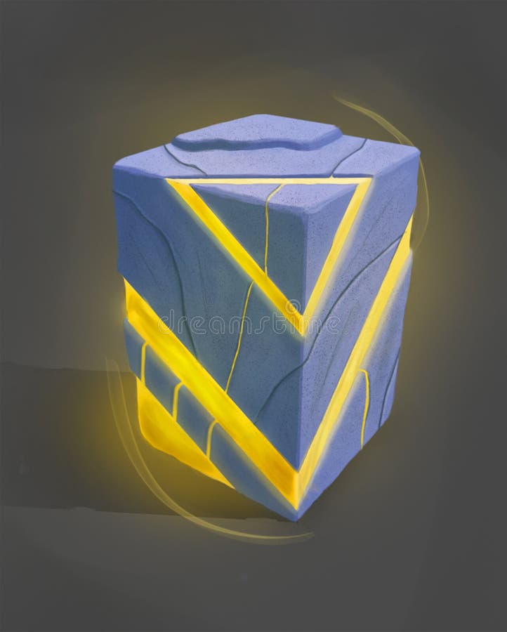 Blue Cube with Sun Light and Cracks Stock Illustration - Illustration ...