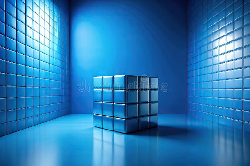 Blue Cube Wall with Forced Perspective - Generative AI Stock Photo ...