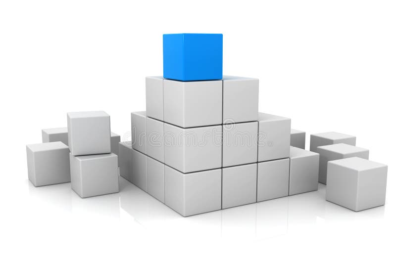 Blue Cube And White Cubes 3d Stock Illustration - Illustration of ...