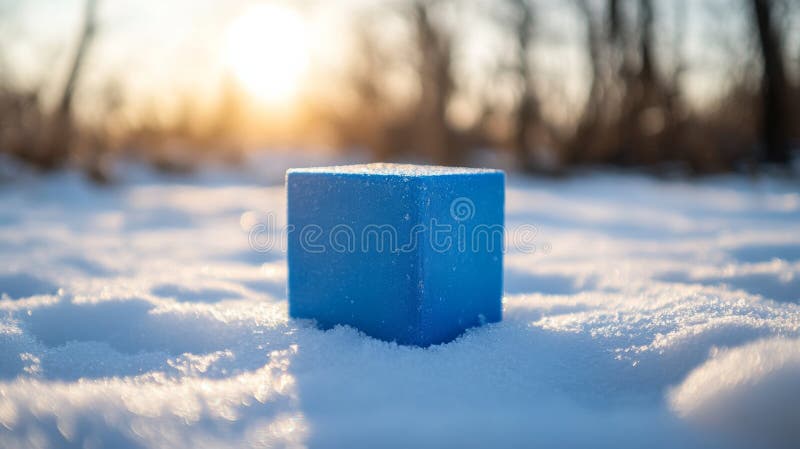 Blue Cube in Winter Wonderland Stock Illustration - Illustration of ...