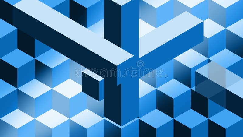 Blue Cubes and Bars Abstract Animation for Background, Looped Seamless ...