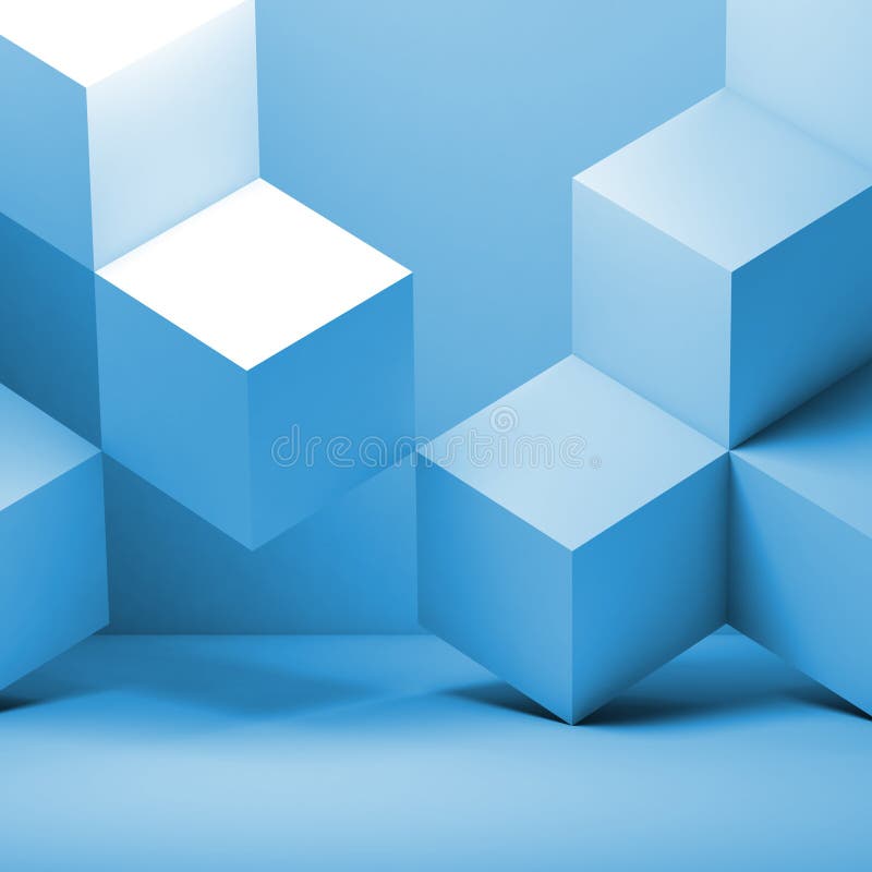 Blue Cubes Installation, 3 D Abstract Stock Illustration - Illustration ...