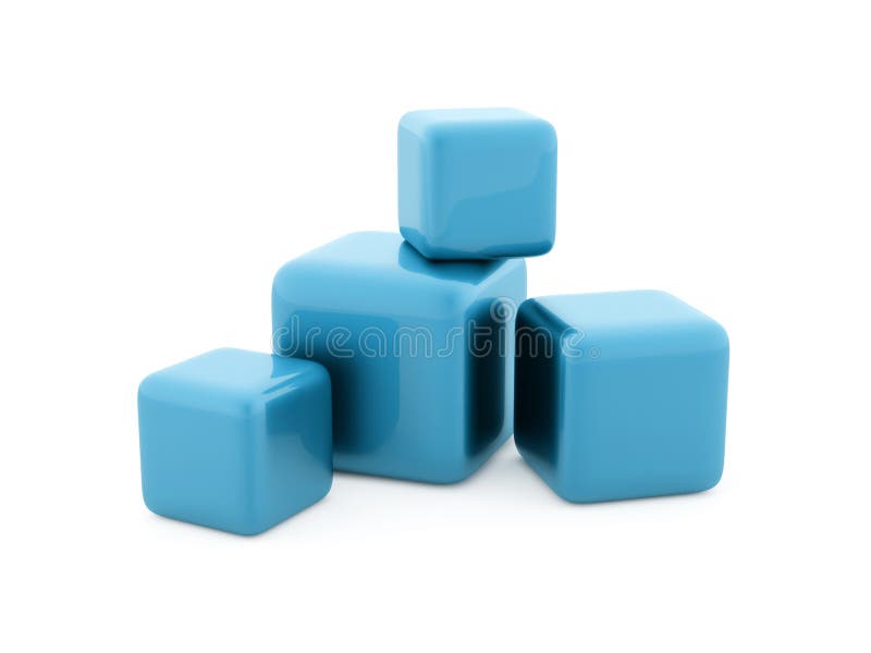 Blue Cubes Rendered Isolated Stock Illustration - Illustration of ...