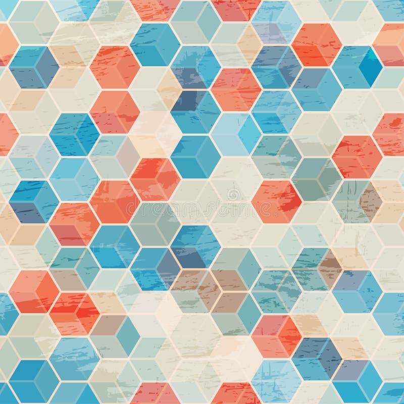 Abstract Cubes Seamless Pattern with Grunge Effect Stock Vector ...