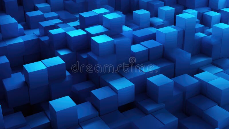 Blue Cubes Wall Background, Abstract Illustration Stock Image - Image ...