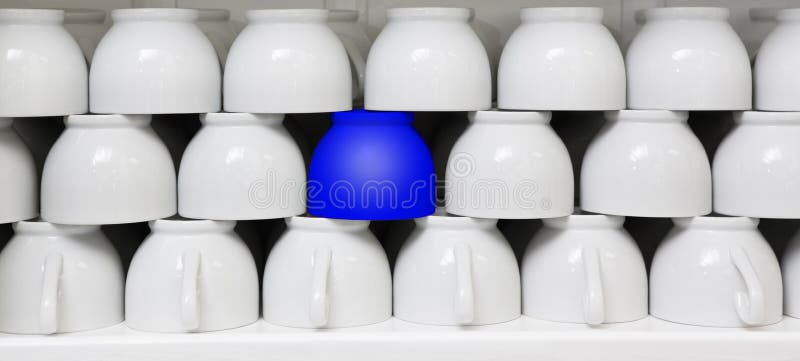 Blue Cup Amid White Coffee Cups Stock Photo - Image of clean, closeup ...