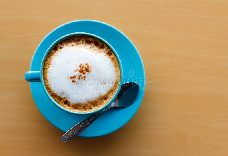 Blue cup of coffee stock photo. Image of espresso, breakfast - 48845646