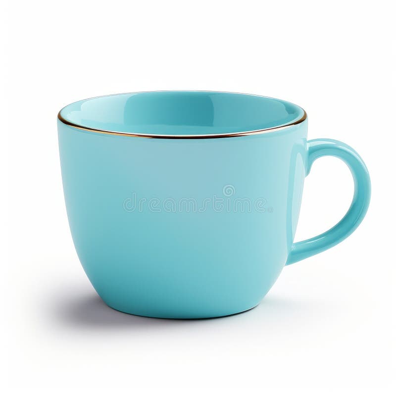 Turquoise Cup with Delicate Gold Detailing on White Surface Stock ...