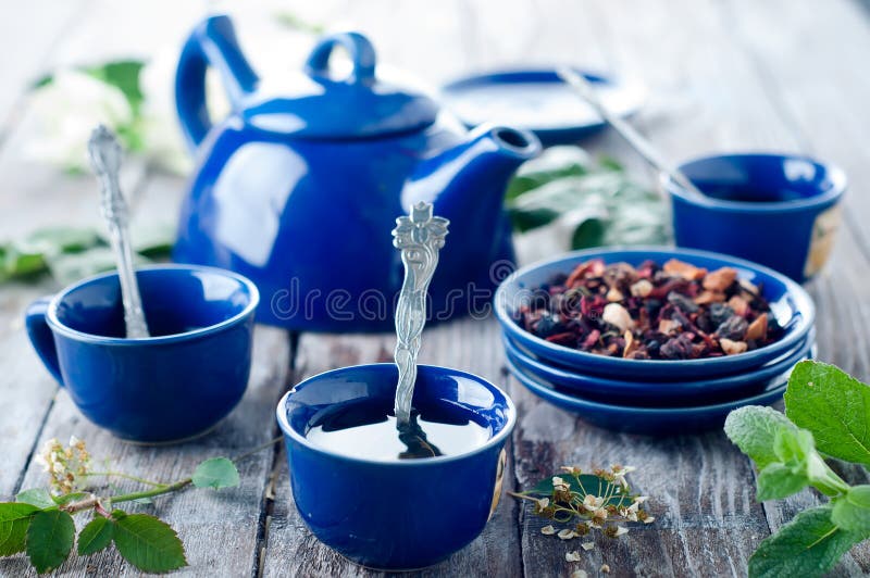 Blue cup of tea. stock photo. Image of blue, ingredient - 71984150