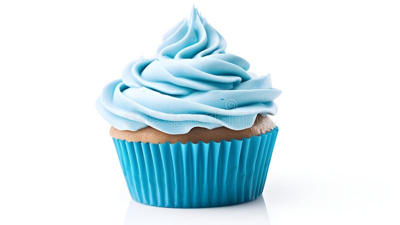 Blue Cupcake on a White Background with Copy Space Stock Illustration ...
