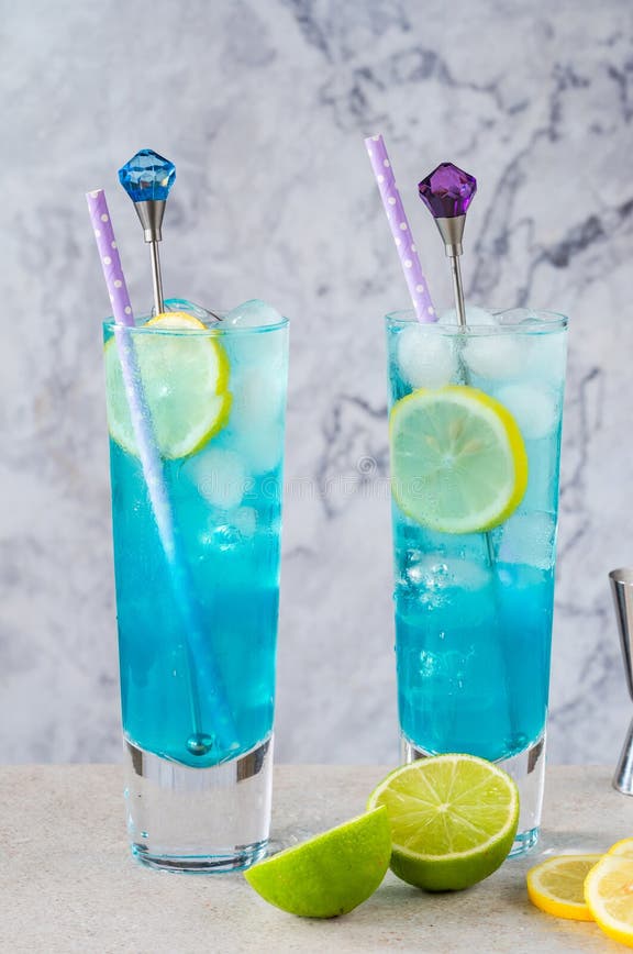 Blue Curacao and Vodka Cocktail Stock Image - Image of lemon, curacao ...