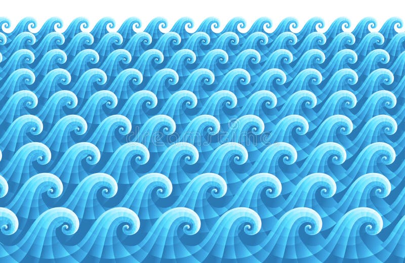 Blue Curly Waves in Perspective View Vector Illustration Stock Vector ...