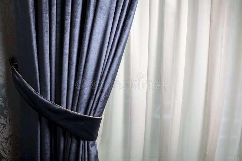 Blue curtain stock image. Image of hanging, curve, drape - 36237707