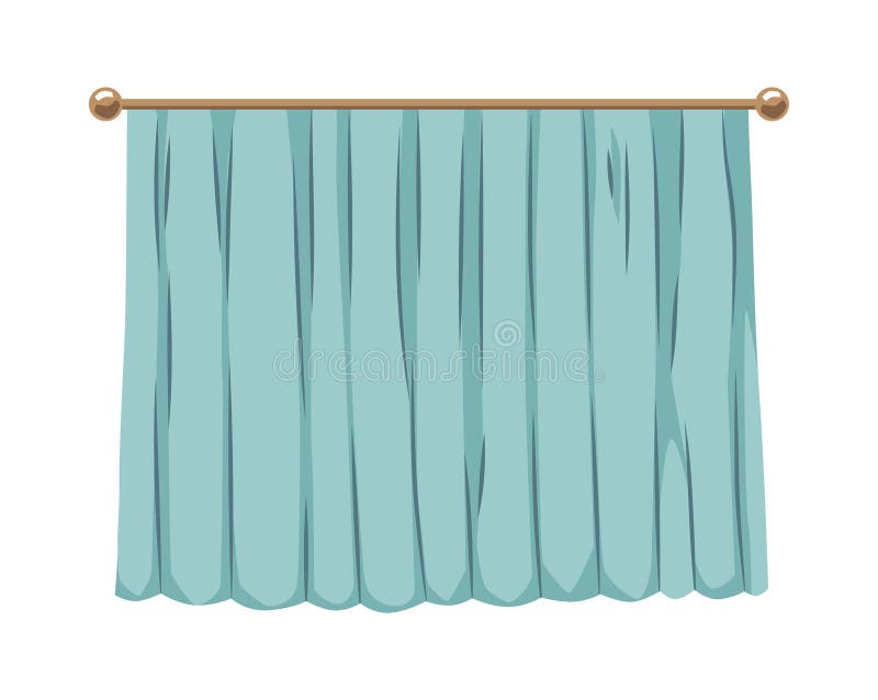 Blue Curtains on the Cornice, Interior Decoration, Vector Flat House or ...