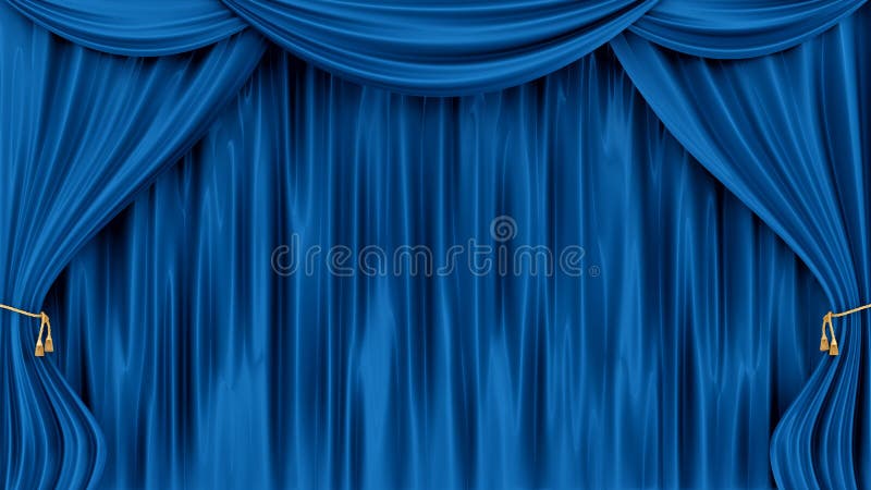 Blue Curtains in Vertical Format Stock Photo - Image of shadows, stage ...
