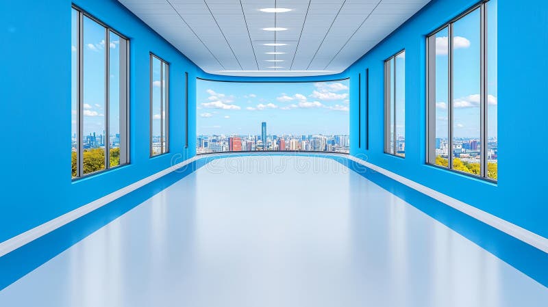 A Blue Curve Design for an Architectural Space and Building, Made Using ...