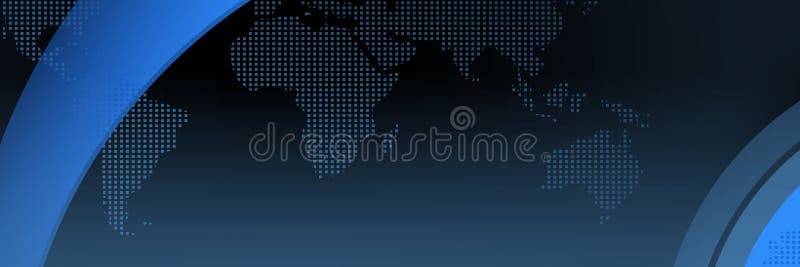 Blue Curve and Stripe Run Across the Square Shape Dotted World Map ...