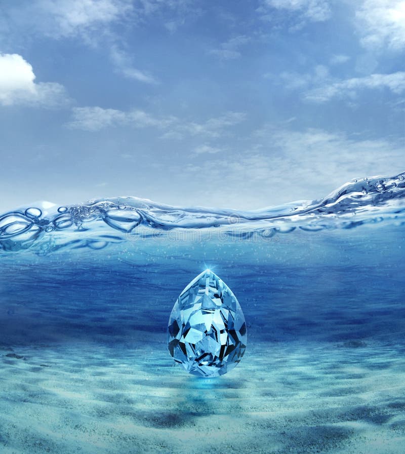 Blue Cut Diamond Under Sea Ocean Stock Image - Image of fashion ...